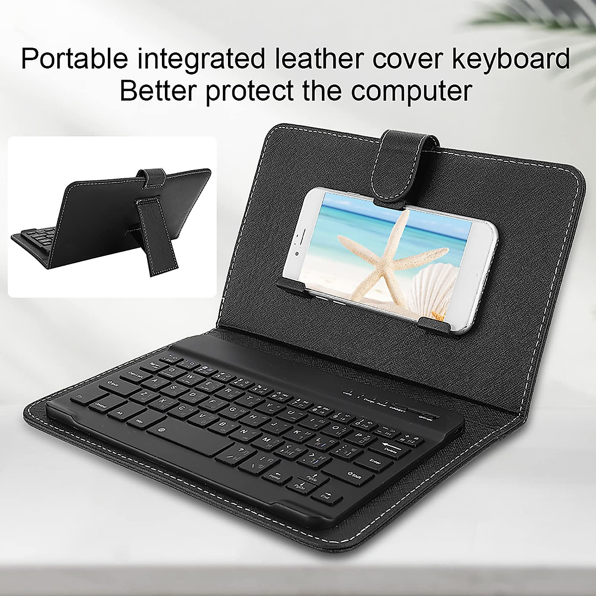Yitre with Protective Leather Cover Portable Keyboard, Thai Language Keyboard, Easy Operation for Phone Screen with 4.5-6.8 Inch for Thailand Native People
