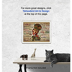 African American Women Positive Affirmations - Black Wall Art - Religious Christian Gifts for African American Girls - Inspirational Spiritual Positive Quotes Sayings Poster Picture - God Says You Are