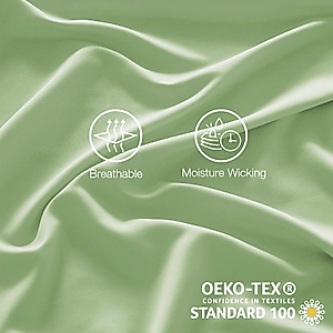 Sage Green Full Size Bed Sheet Sets-Deep Pocket Fitted Sheet & Pillowcase Sets-4 Piece Soft Cooling Microfiber Bedsheets for Double Bed