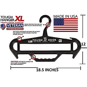 Tough Hanger XL | American Made | Unbreakable Heavy Duty Hanger | Premium Military Grade| X-Large Standard Hanger |180 LB Capacity | The Only Hangers with a Built-in Carry Handles | Veteran Owned