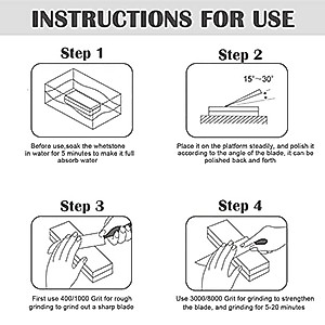 Whetstone Knife Sharpener - 400/1000 3000/8000 Grit Wet Stone Knife sharpening kit for knives chisel with Non-slip Rubber Base Angle Guide Flattening Leather Strop Cut Resistant Gloves