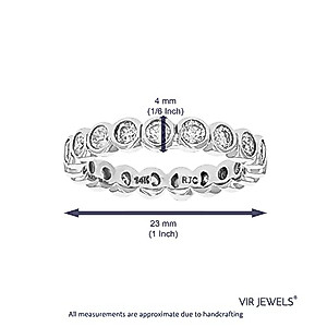 VIR JEWELS 1.50 cttw Diamond Eternity Ring for Women, Wedding Band in 14K White Gold Bezel Set, Size 7