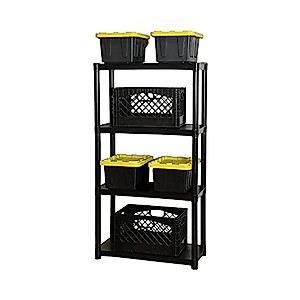 Juggernaut Storage 30"W x 14"D x 55"H 4-Shelf Resin Shelving, 280lb Capacity Black (SRS3014-4BLK)