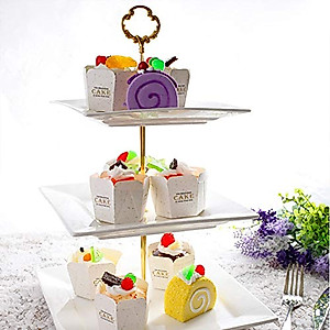 Gukasxi 8 Sets of 3 Tier Cake Plate Stand Handle Cake Stand Hardware Handle, 2 Styles Christmas Party Fruit Cake Plate Handle Cake Cupcake Fruit Tray Stand Handle Plate Hardware Fitting Holder