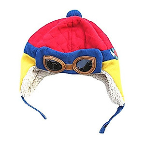 Crochet Earflap Pilot Hats Rabbit Ears Beanie Cap Winter Warm Knit Caps for Toddlers Baby Girls and Boys (red)