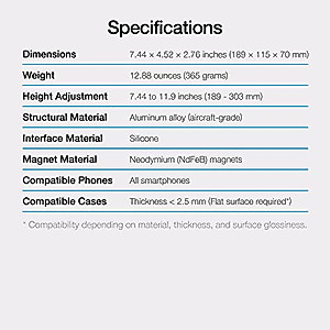 AluDisc Pro 360°-Directional Magnetic Aluminum Desk Phone Stand Tilt Swivel Rotate Angle Adjust Height 12" for All iPhone 15/14/13/12 Samsung Galaxy Note All Smartphones and Nintendo Switch (ST-520SI)