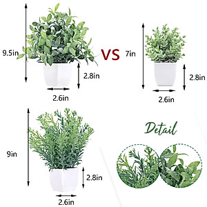 summer flower 2 Pack Fake Plants in White Pot Small Artificial Eucalyptus Potted Plants (Green-01)