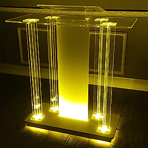 FKKFUCI Large Rolling Pulpit Acrylic Floor Podium with Casters, Luxury Reading Table Imported Portable Scrolling Pulpit Church Office Wedding Hotel,Clear