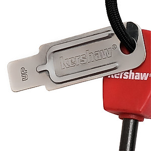 Kershaw Firestarter (1019X),3.1” High-Performance Magnesium Firesteel,Chrome-Plated Striker Steel,Up to 3000 Strikes,Waterproof,Easy to Operate,Red Molded Plastic Handle,Nylon Lanyard,1.1 OZ,Small