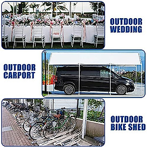 MeetPerfect Extra Large Heavy Duty Carport 10 x 20 ft. Outdoor Auto and Boat Shelter Tent Gazebo Portable Garage for Party Wedding Garden Storage Shed, Waterproof and UV-Proof Fabric- White