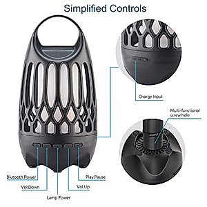 Viiwuu Portable Bluetooth Speakers with LED Flame Light - LED Table Lamp Speaker for Outdoor Atmosphere, Patio, Yard, Party Decor, Gift for Women and Men, Bluetooth 5.0 HD Audio Stereo Speaker