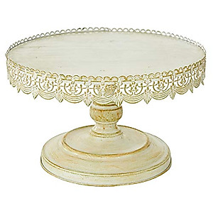 Deco 79 Farmhouse Metal Round Cake Stand, 16" x 16" x 9", White