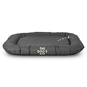 The Dog’s Bed Utility Waterproof Dog Bed, Large, Durable Grey Oxford Fabric, Tough YKK Zippers, Washable Reversible Cover, Dog Beds for Home Car Crate & Yard, Puppy & All Pet Comfort