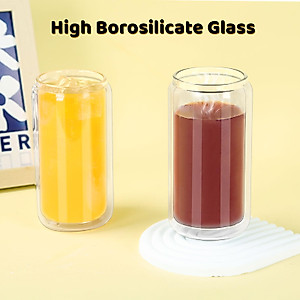 Maucircol 16 Oz Snow Globe Tumbler, 4 Pack Pre-Drilled Sublimation Glass Cup For Glitter Snow Globe Diy, Double Wall Sublimation Glass Tumbler