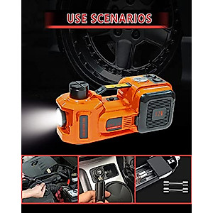 KIMHI Electric Car Jack Kit 5Ton 12V Hydraulic Car Jack with Electric Impact Wrench,Tire Inflator Air Compressor,4 in 1 Floor Jack Electric Jack for Car Sedan SUV MPV Truck with LED Light