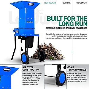 Landworks Leaf Mulcher Shredder Electric Green and Waste Management Heavy Duty 120V AC 11" Inch Cutting Blade .5" Inch Cutting Capacity for Leaves, Grass, & Clippings