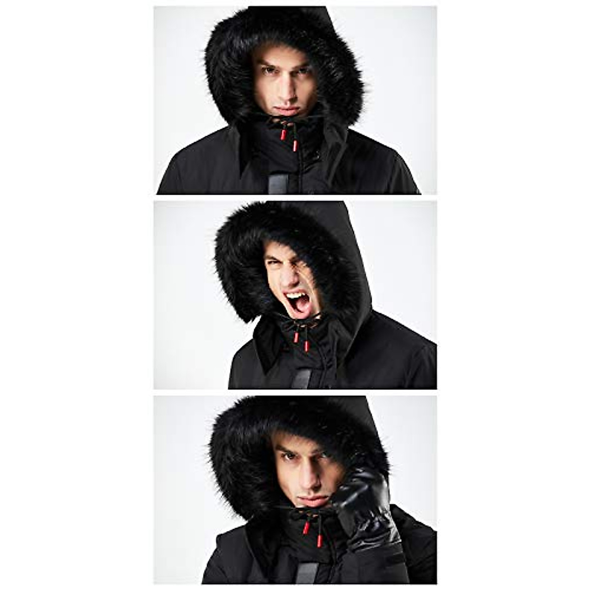 WEEN CHARM Men's Warm Parka Ski Jacket Water Resistant Puffer Jacket Long Winter Coat with Removable Faux Fur Hood