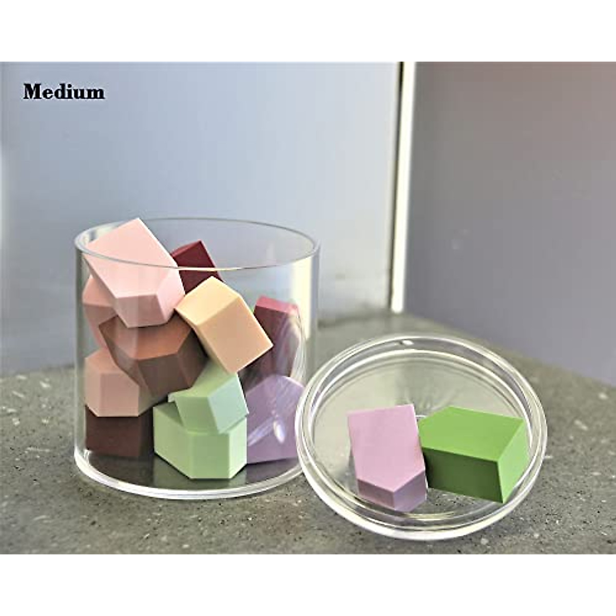 Qtip Holder Storage Organizer Set, 4 Pcs Clear Plastic Apothecary Jar with Lid, Bathroom Organizer Canister for Cotton Ball, Cotton Swab, Cotton Round Pads, Floss, Bath Bombs, Spa Salts, Powder Puffs