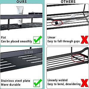 Emblshnt 2-Pack Shower Rack, Self Adhesive Shower Shelves, Shower Shelf for Inside Shower, Shower Organizer Corner Shower Caddy, Shower Racks for Inside Shower Storage, Black Shower Caddy Corner