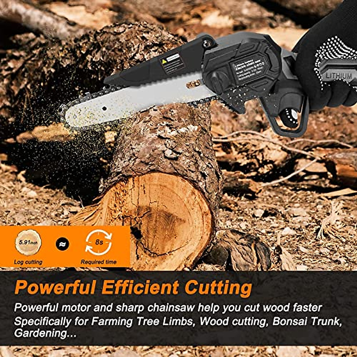 Gocheer Mini Chainsaw 6 Inch, Upgraded Electric Cordless Chainsaw Portable Handheld Chainsaw with 24V Rechargeable Battery, Mini Chainsaw Cordless for Branch Wood Cutting Tree Pruning Branches Shears