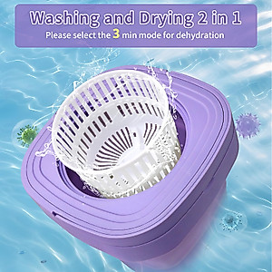 Mini Washing Machine,11L Portable Washing Machine,Foldable Washing Machine with Spin,Washer and Dryer Combo,Small Washer With 3 Modes Deep Cleaning for Apartments, Camping, Travel,RV,Purple