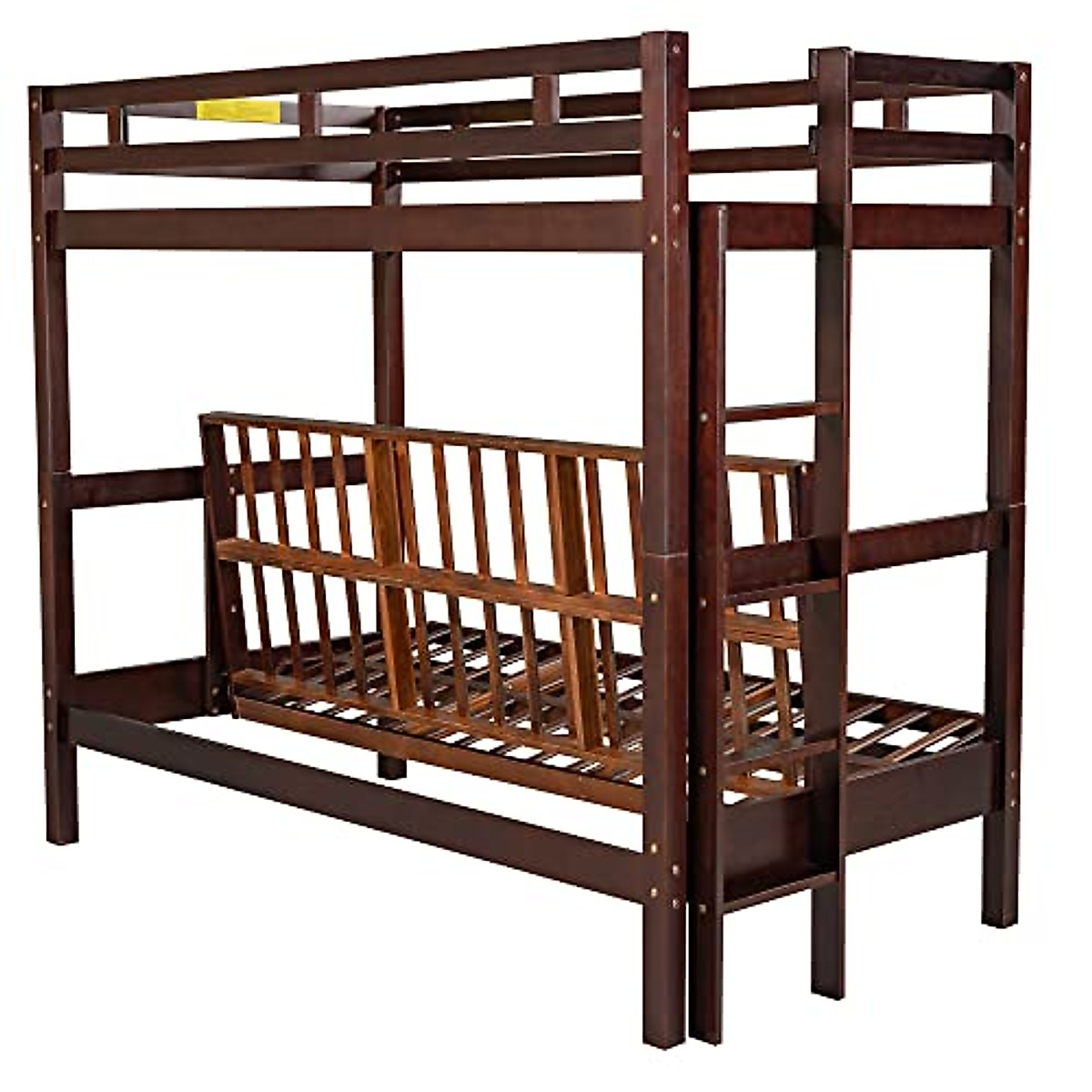 TARTOP Twin Over Full Bunk Bed with Vertical Ladder and Full-Length Guardrail for Kids Teen Girls Boys Adults Bedroom Furniture,Down Bed Can Be Converted into Daybed,Easy to Assembly,Espresso