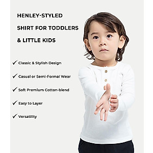 Enfants Chéris Toddler Long Sleeve Henley Boys Girls Ribbed Shirt Light Grey 3T