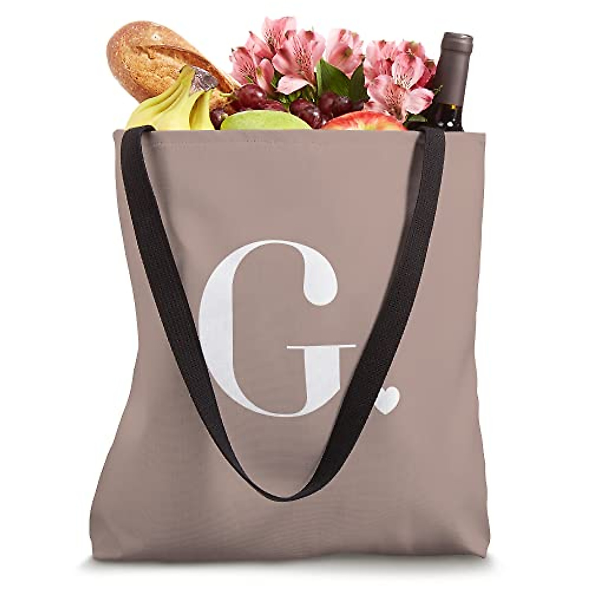 Mocha Brown Cute Letter G Initial Heart Monogram Tote Bag