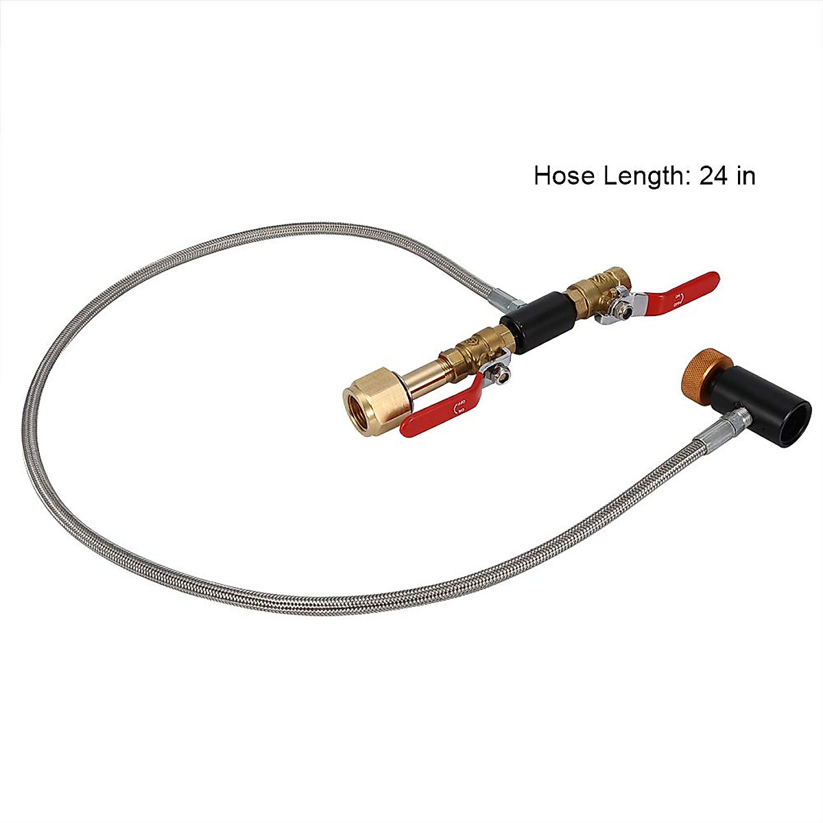 CO2 Refill Adapter with Hose,G1/2 CO2 Cylinder Refill Adapter with Hose For Filling 24" without Gauge,With 2 turn on/off valves, (24" without Gauge)