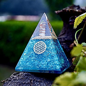 Orgone Pyramid of Success, Aquamarine Orgonite Pyramid is Healing Crystals for Positive Energy, Confidence & Security and Orgonite Pyramid help in Healing Meditation