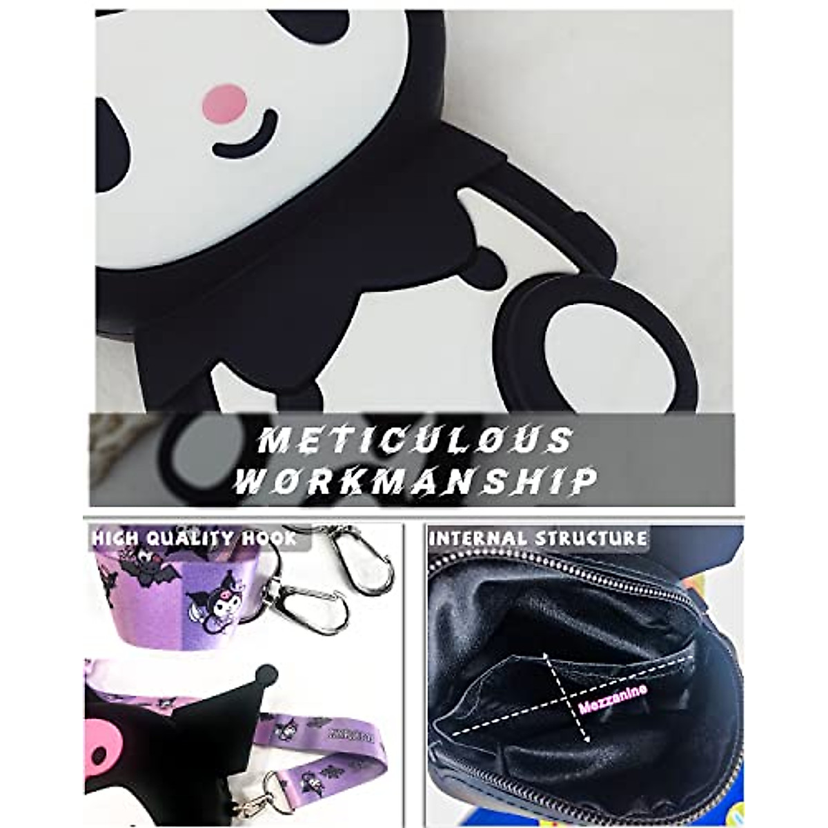 CZZLYJ Kuromi Bag,My Melody,Kuromi Accessories, Shoulder Bag Cartoon Kuromi Anime Bag Cute Shoulder Bag (Black)