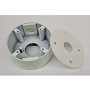 KENUCO Camera Back Junction Base Box for Any Type of Cameras (Universal Use), for Dome or Bullet Cameras That Base Diameter is Smaller Than 4.81" (Drill Hole on The Plate) (White 01 + Plate)