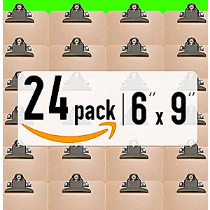 HIGH CAPACITY clip - Mini Clipboards 6'' x 9'' [ 24 Pack ] - Solid made Memo Size hardboards A5 | Perfect for Office, School or Business