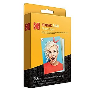 Kodak 2"x3" Premium Zink Photo Paper (20 Sheets) Compatible with Kodak Smile, Kodak Step, PRINTOMATIC
