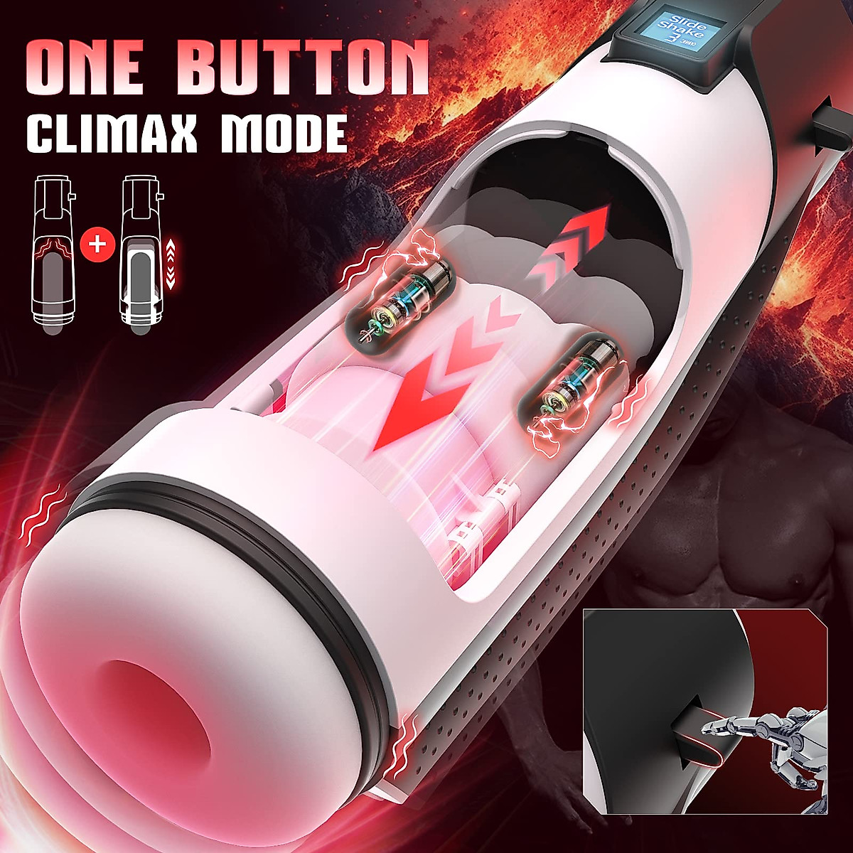 Automatic Male Masturbator Sex Toys for Men Sex Toy, Male Sex Toys Adult Toys Pocket Pussy Penis Pump Sex Machine, 3D Male Stroker Male Masturbators with 10 Vibrating & 8 Thrusting & LCD Display
