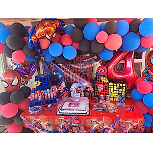 Red Blue Black Balloon Arch Kit - 104pcs 16ft Balloon Strip for Boys Kids Party Backdrop, Birthday, Graduation Balloon Decor Supplies