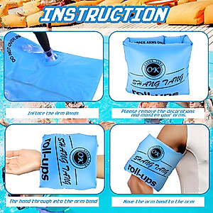 2 Pack Arm Floaties for Adults and Kids, Water Wings Inflatable Arm Swimming Floats Swim Rollup Arm Bands with Inflator Safety Arm Floaties for Swimming Pool Water Sports Party (Yellow)