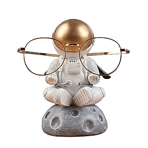 Sempoda Astronaut Glasses Holder, Resin Funny Decorative Eyeglass Holder, Creative Astronaut Glasses Holder Stand for Home Office Decoration, Astronaut Sculpture Holder for Holiday Birthday Gift
