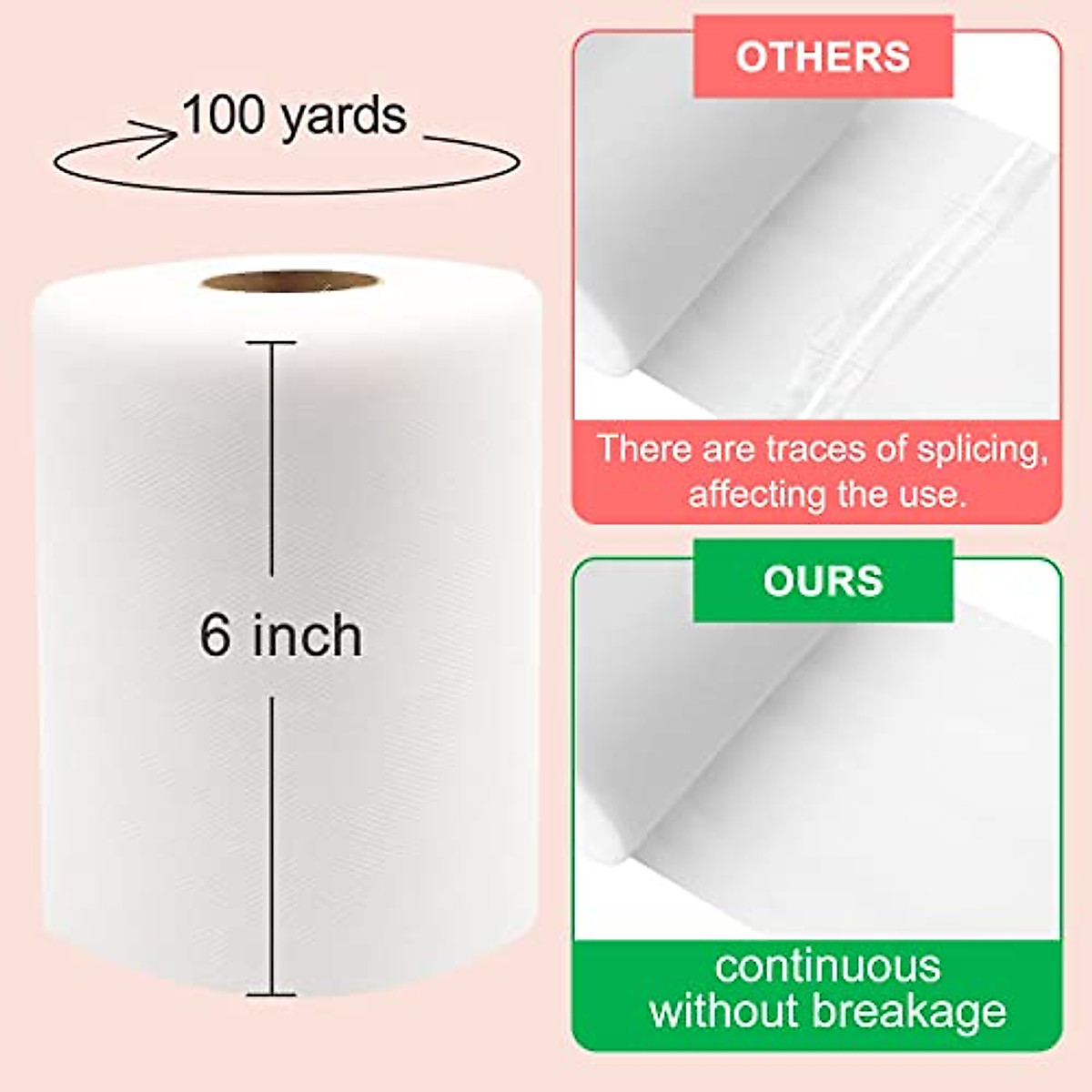 White Tulle Fabric, 6 Inch by 100 Yards Tulle Roll for Tutu Wedding Decoration DIY Crafts Gift Wrapping Party Backdrop Baby Shower Table Skirt