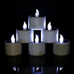 BrightDaily Solar Powered Tealights 6 Pcs Pack Cold White Flickering Flameless Led Candle Lights Waterproof Romantic Electric Tealight Candles for Wedding,Party,Window,Home,Garden,Outdoor Decorations