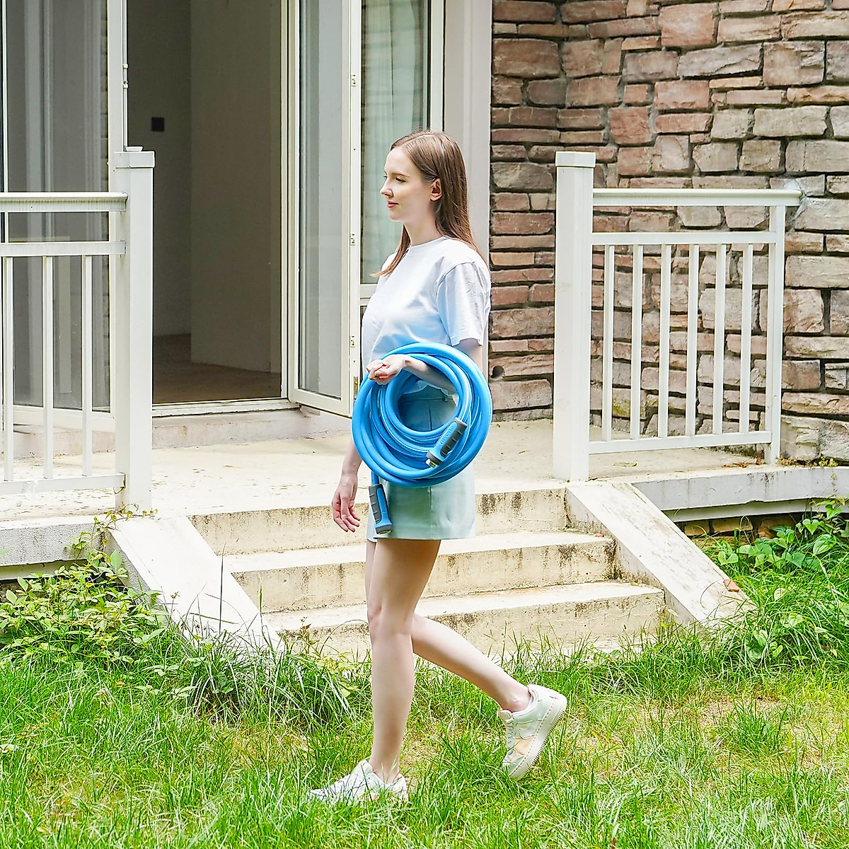 Fevone 12 ft Garden Hose, 2-Year Warranty Offered by Manufacturer, Heavy Duty Water Hose, Hybrid Polymer, Kink Resistance, 3/4" GHT Aluminum Fittings, 5/8" ID, 600 PSI, Drinking Water Safe (GH7)