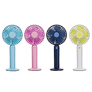 Swiss Crafts SWISSCRAFTS Portable Mini Handheld Fan, USB Rechargeable Personal Fan with Base, 3 Step Speed, 5 Blades, High Compatibility Mini Fan for Office, Outdoor, Camping, Beach(2 Set, Pink)