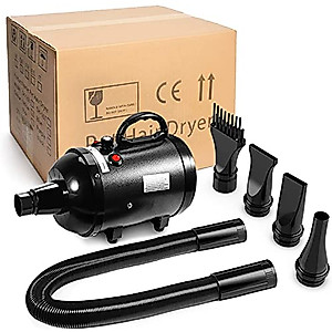 AIIYME Dog Dryer, 4.3HP/3200W Dog Hair Dryer Dog Pet Grooming Blow Dryer with Adjustable Airflow Speed and Temperature, 78 in Flexible Hose, 4 Nozzles, Pro High Velocity Dryer/Blower for Dogs