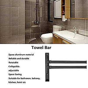 UUS Rotating Towel bar 2 arm Bathroom, Wall Mounted Swing Out Towel Rack with Hook for Bathroom, Kitchen Space Saving, Home, Hote