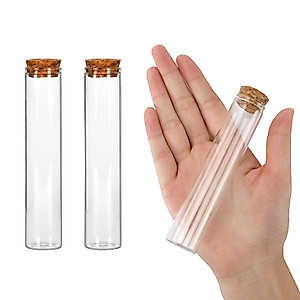 SUPERLELE 18pcs Glass Test Tube, 25×120mm Clear Flat Test Tubes with Cork Stoppers for Plants Propagation, Scientific Experiments, Bath Salt and Candy Storage