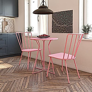 Novogratz Poolside Gossip Collection, Heidi Outdoor/Indoor Bistro Set, 3 Piece, Pink