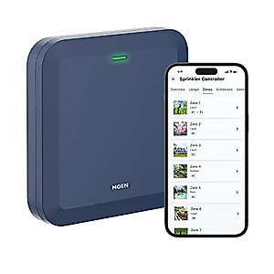Moen WICNT008G1USA 8-zone Smart Sprinkler Controller, WI-FI Connectible, Automatic Water Timer, Smart Irrigation System, Scheduling, Adjustable, Shutoff, Easy to Install