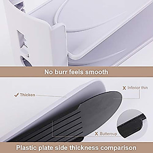 Queenbox Adjustable Shoe Slots Organizer 3-Level Height Plastic Double Layer Foldable Shoe Holder Mini Shoe Racks Space Saver Storage for High Heels Closets,Apricot 8 PCS