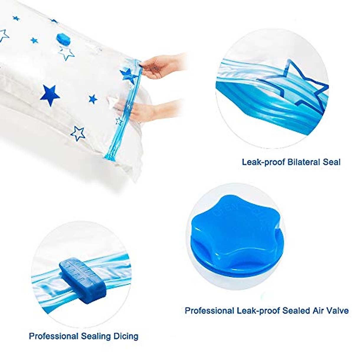 Vacuum Storage Bags, Space Saver Bags and Travel Storage Compression Bags for Clothes, Comforter, Pillows, Blankets, Plush Toys(4pack) (23x16in)