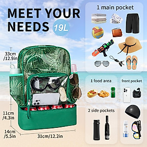 GreenTaya Women Beach Backpack Mesh Bookbag Lightweight Casual Backpack for Work Travel